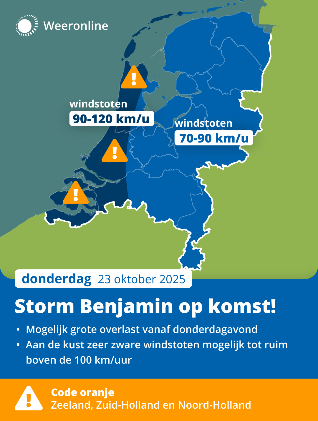 Storm Benjamin op komst! Hoe zwaar wordt het bij jou?